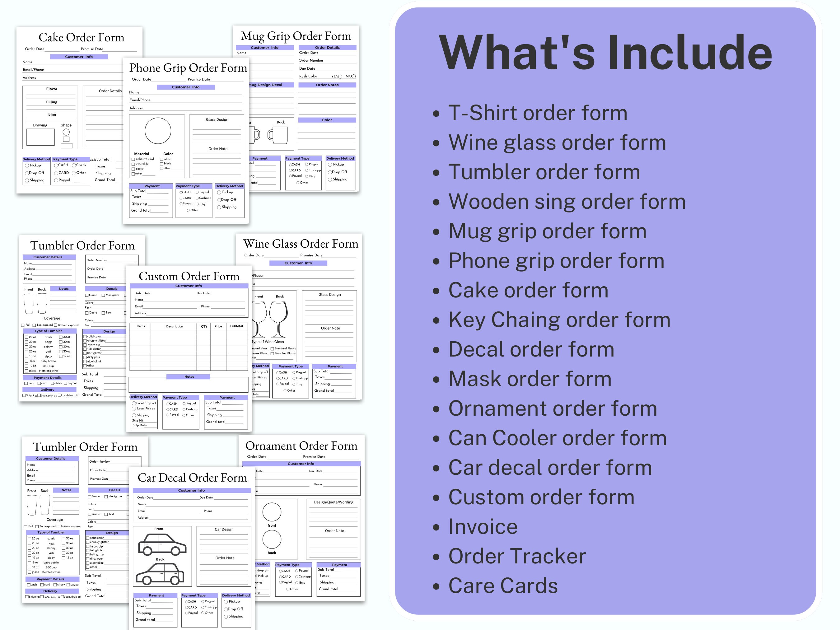 Crafters Business Order Form Templates Bundle, Small Business Order ...