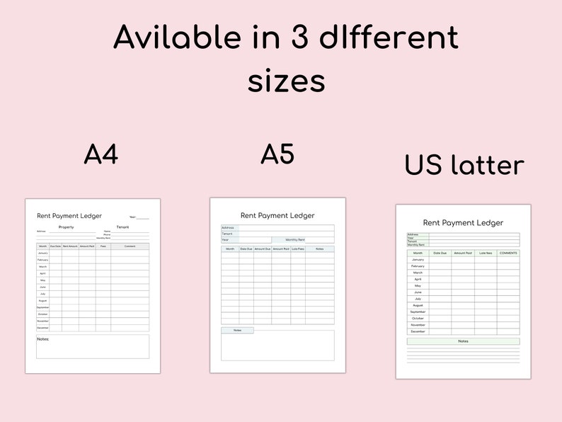 Rental Ledger Printable Template, Rent Payment Ledger, Rent Payment ...