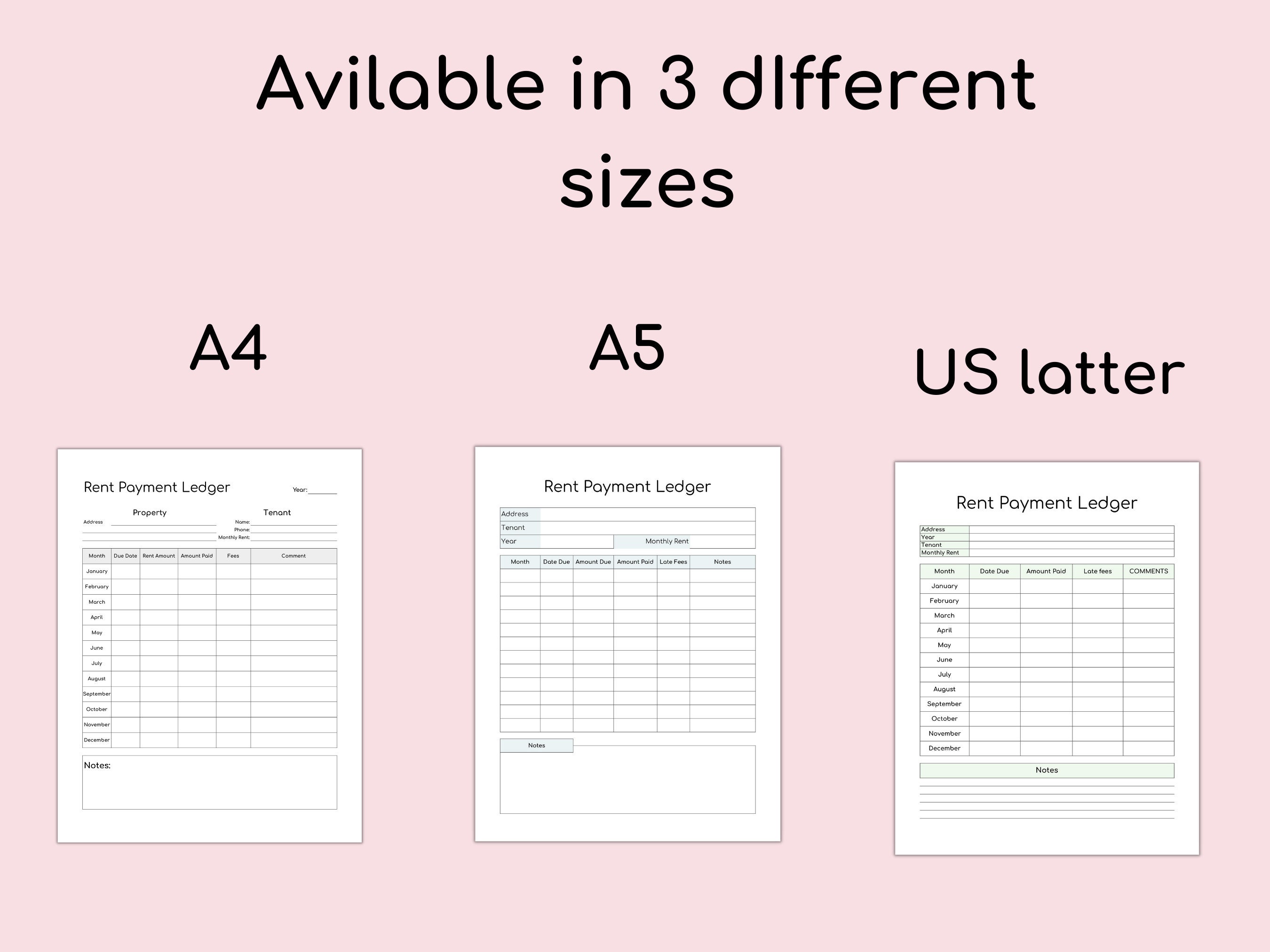 Rental Ledger Template, Airbnb Rent Payment, Rent Payment Tracker ...