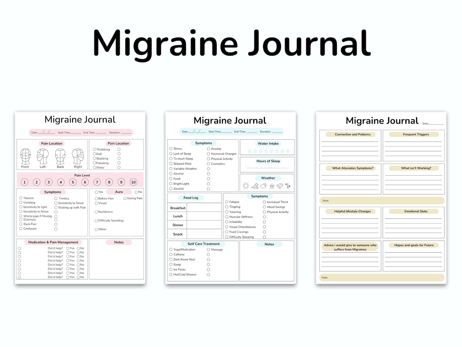 Migraine Tracker, Headache Journal, Headache Log, Medical Planner ...