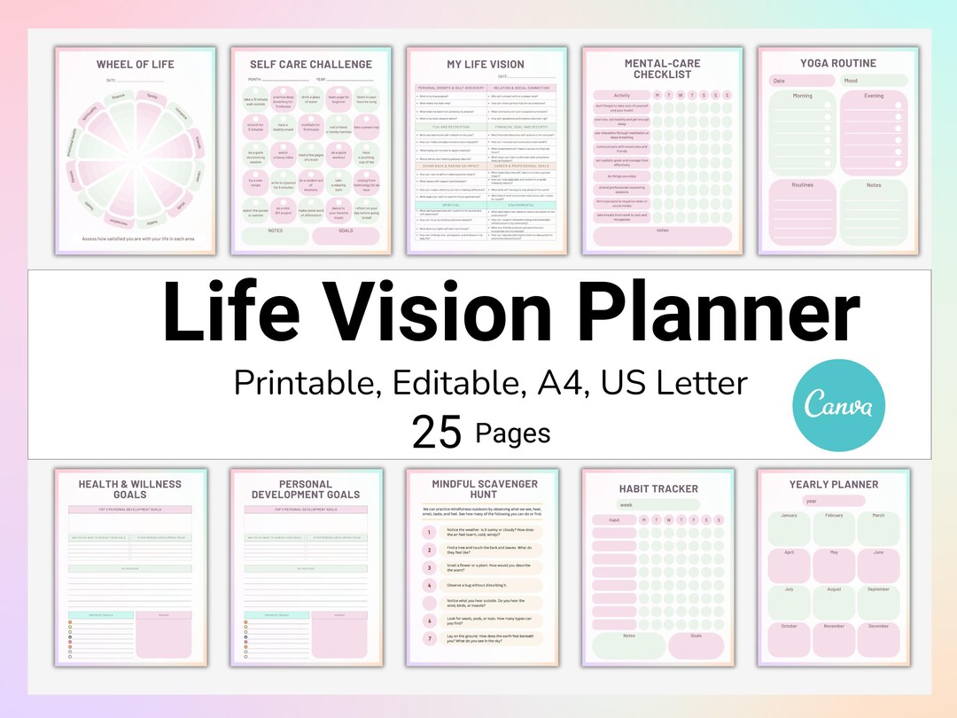 2025 Life Vision Board Planner Journal, Life Binder, Dream Journal ...