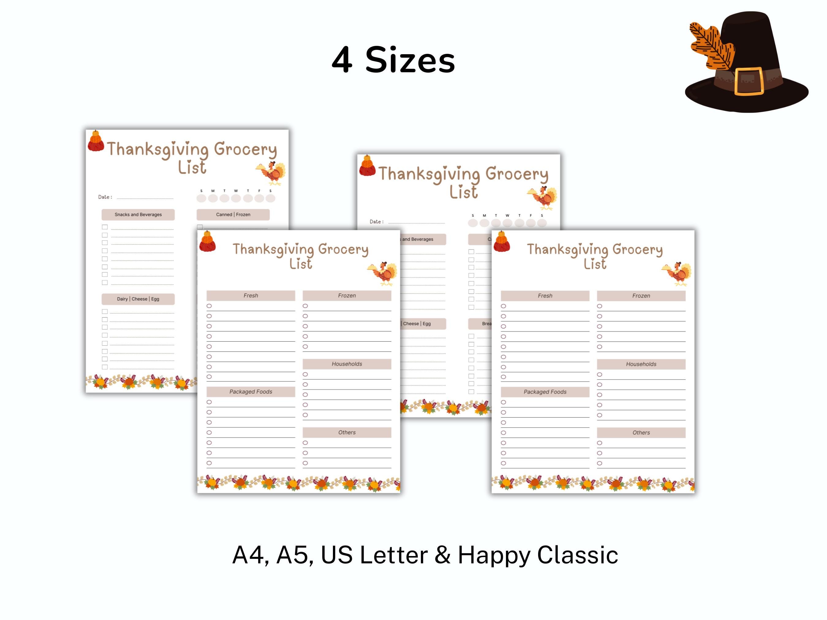 Thanksgiving Grocery List Printable, Grocery Checklist, Thanksgiving ...