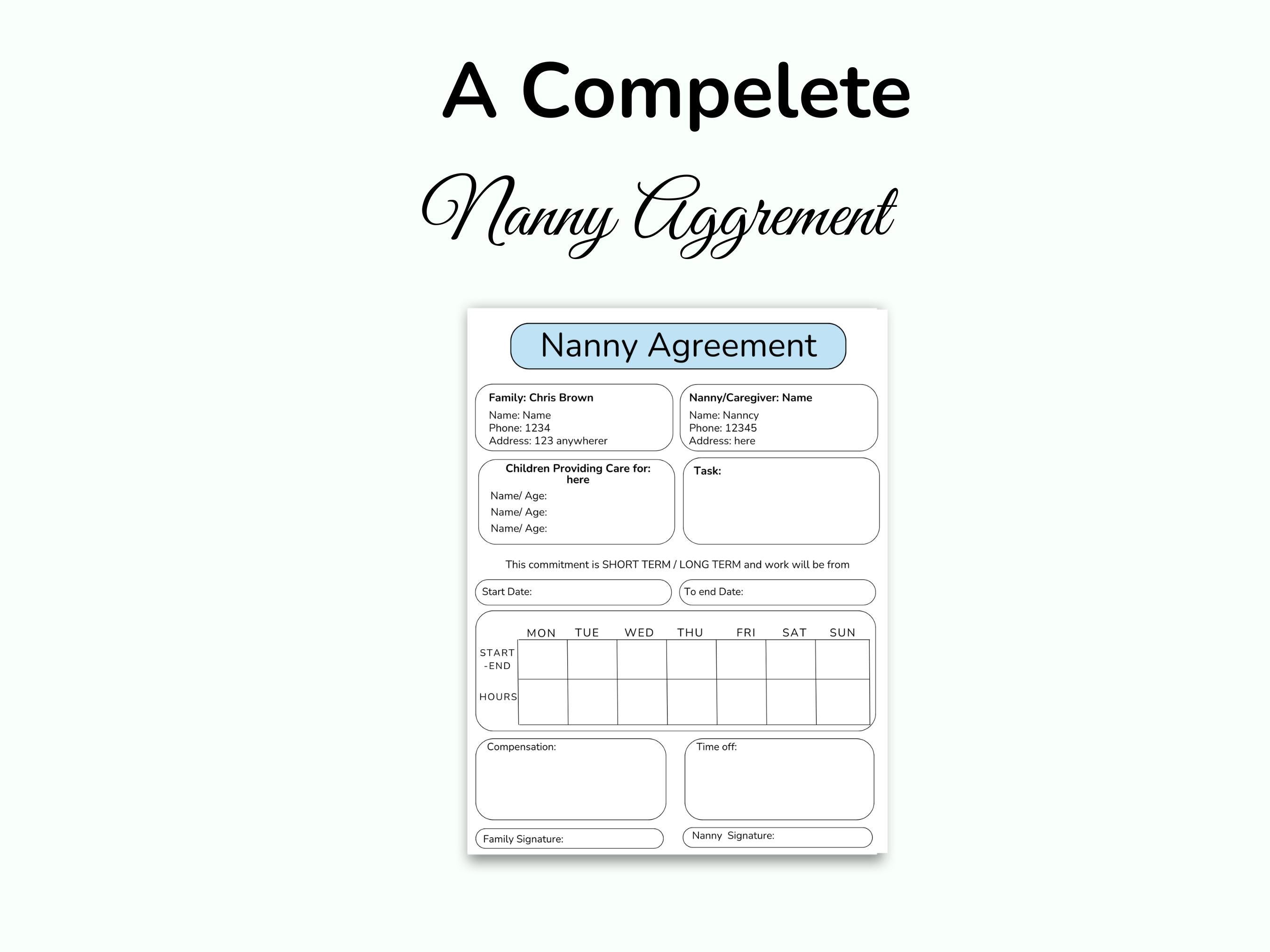 Editable Nanny Binder, Nanny Planner Template, Nanny Guide, Nanny ...