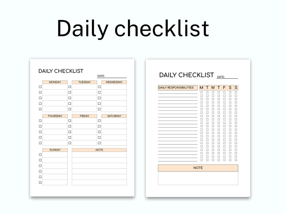 Blank Daily Master Checklist Printable, Simple Checklist Template ...
