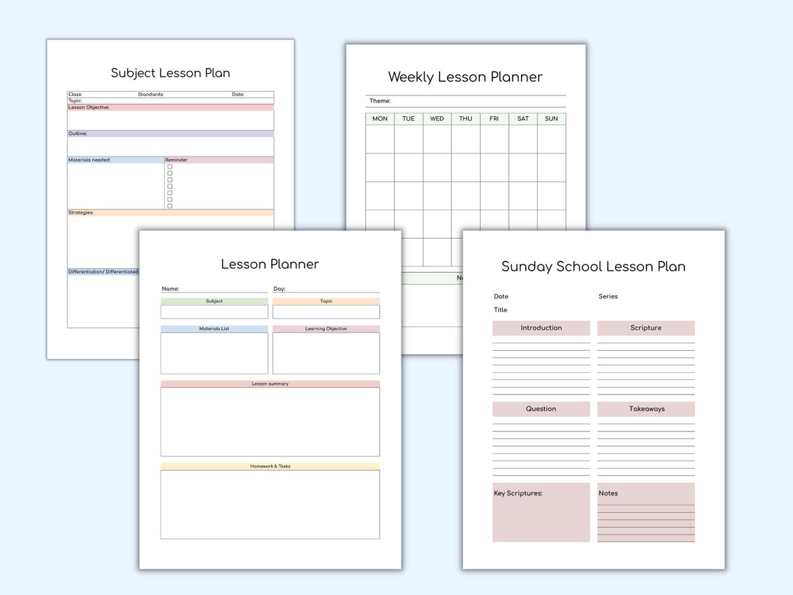 Printable Lesson Plan Template, Lesson Planner Bundle, Homeschool ...