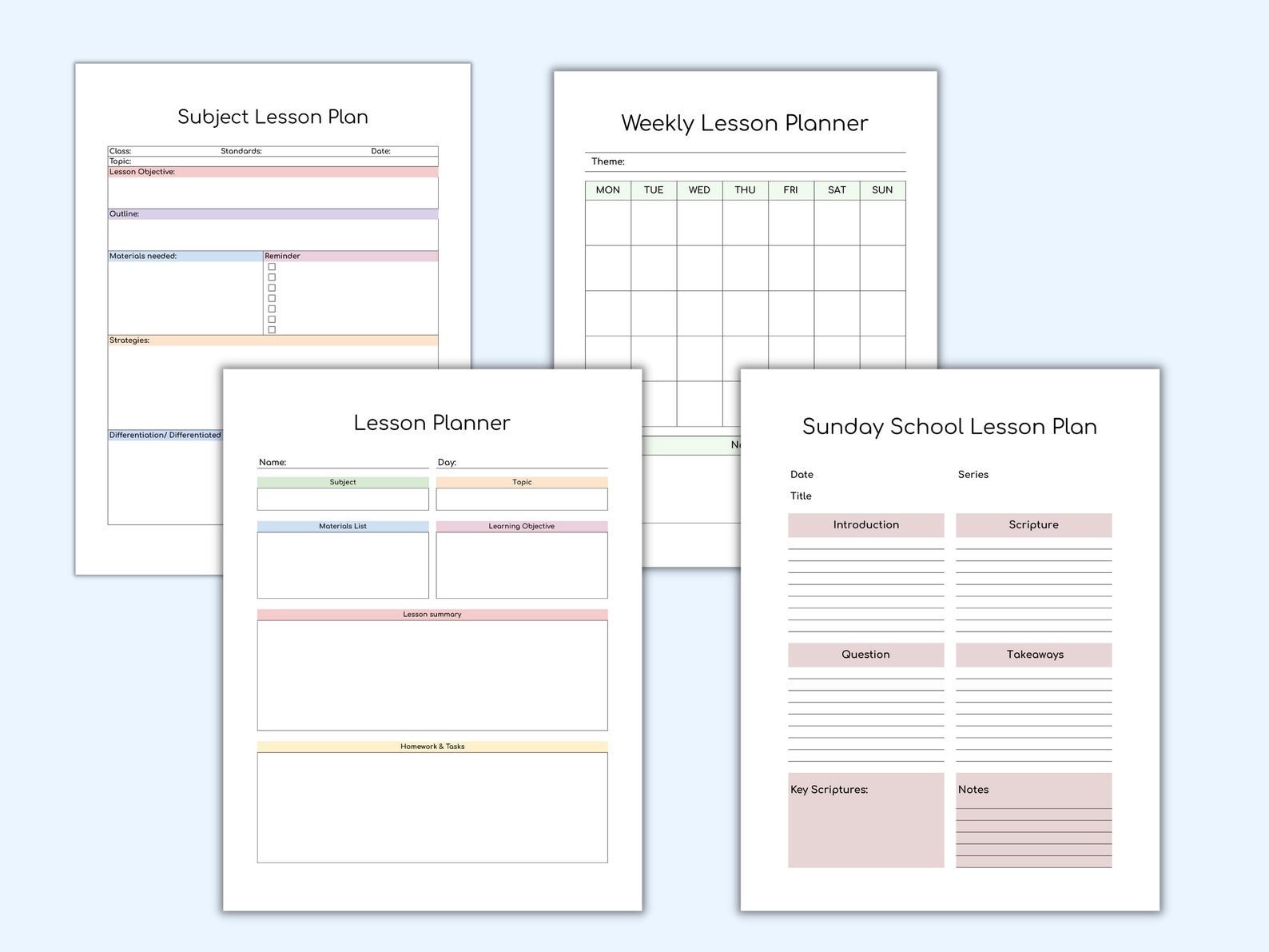 Printable Lesson Plan Template, Lesson Planner Bundle, Homeschool ...
