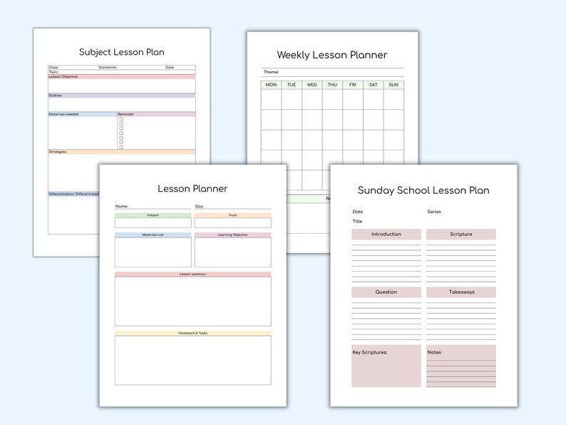 Printable Lesson Plan Template, Lesson Planner Bundle, Homeschool ...