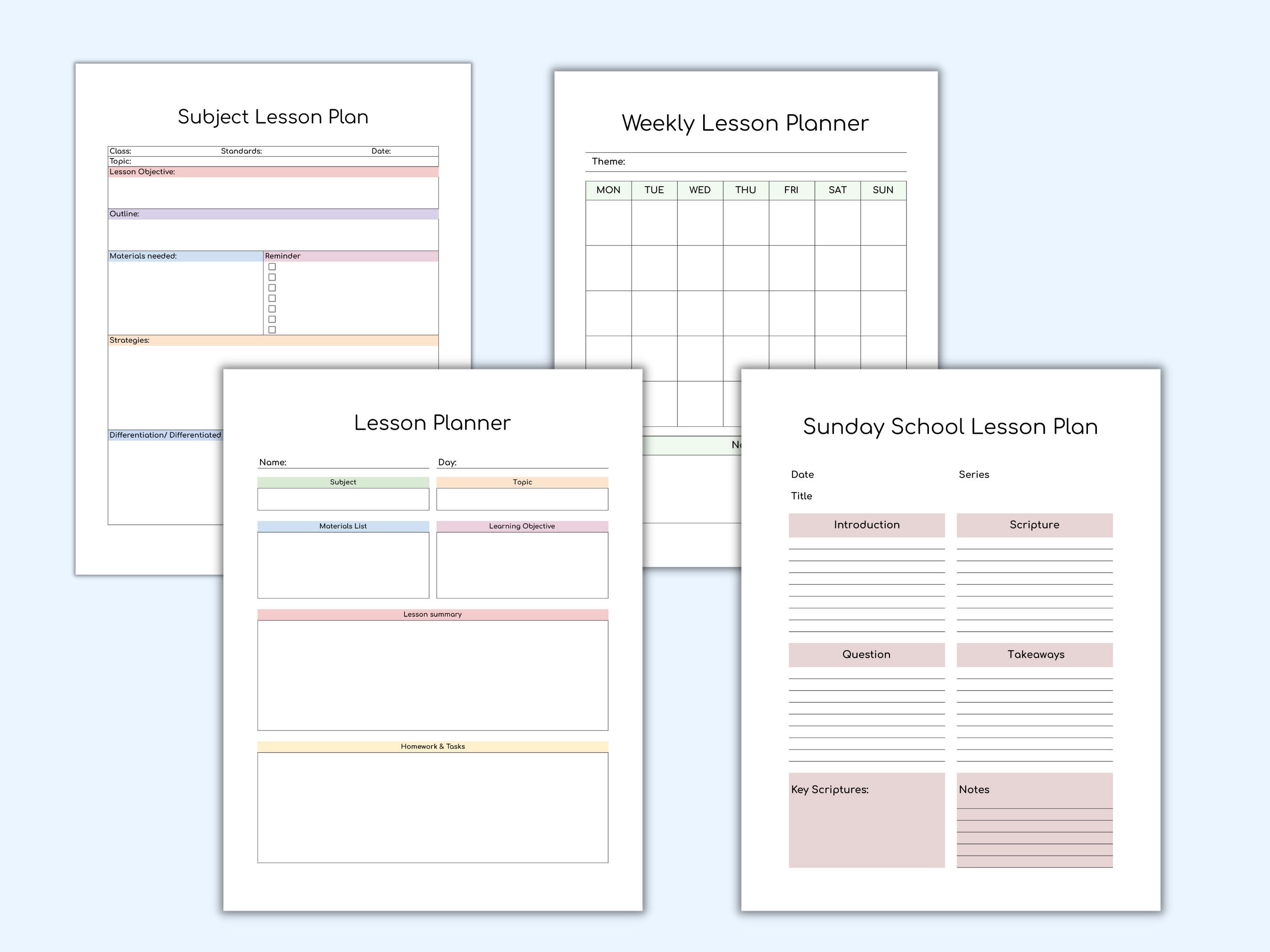 Printable Lesson Plan Template, Lesson Planner Bundle, Homeschool ...