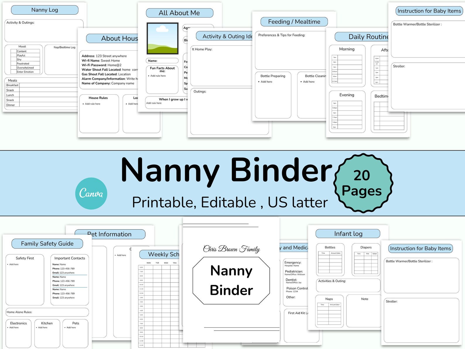 Nanny Binder Printable, Nanny Guide, Babysitter Checklist, Nanny ...