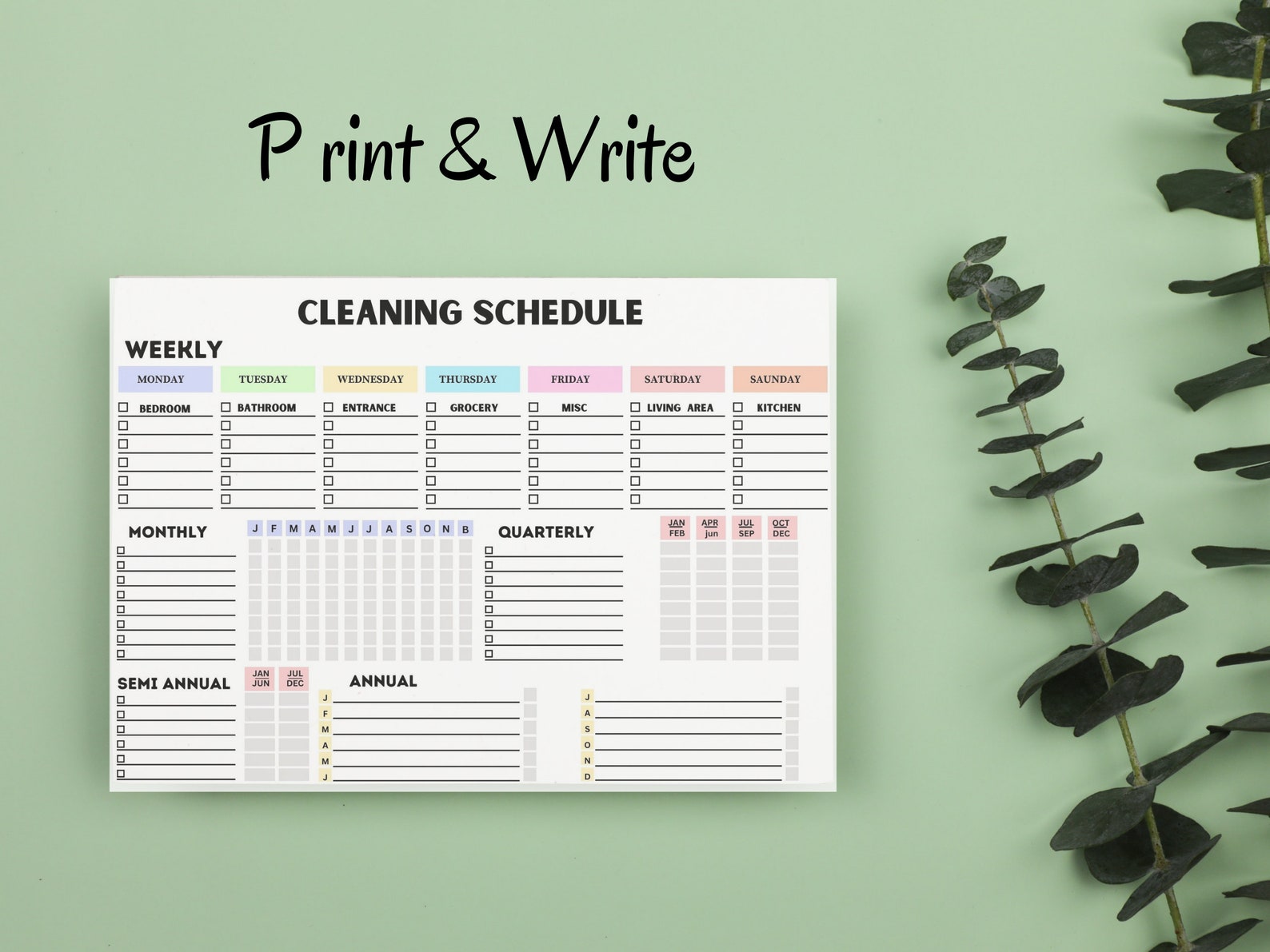 Flylady Printable Schedule, Editable Cleaning Schedule, Quarterly Check ...