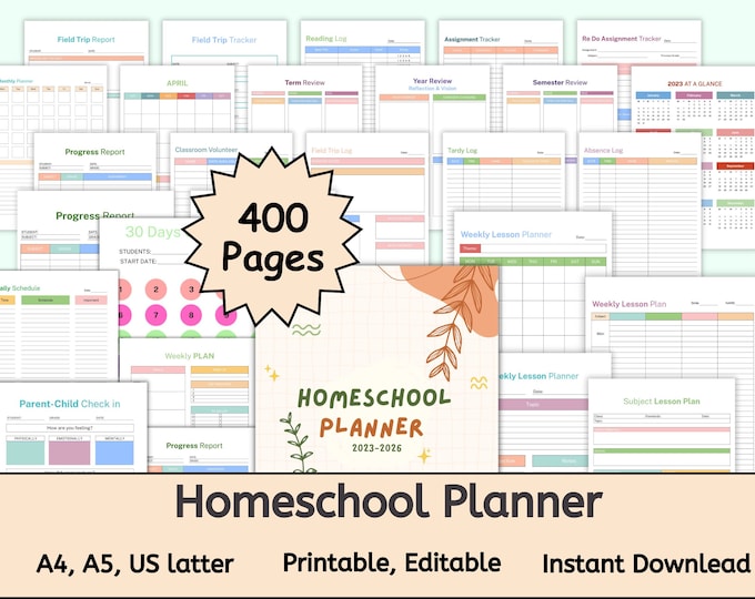 Printable Homeschool Planner Bundle, Minimalist Homeschool Binder ...