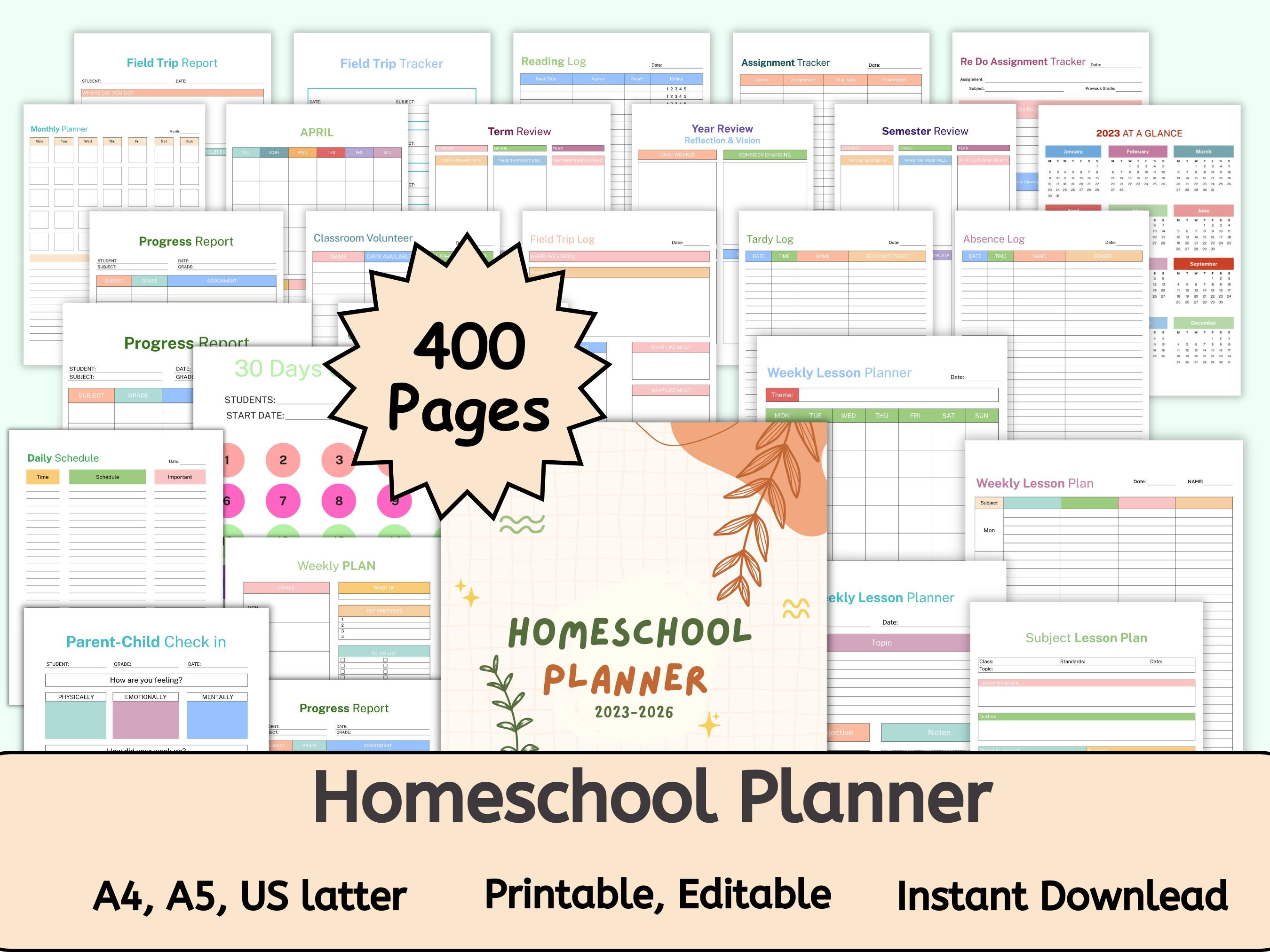 Homeschool Planner Printable 2024 2026, Homeschool Lesson Planner ...
