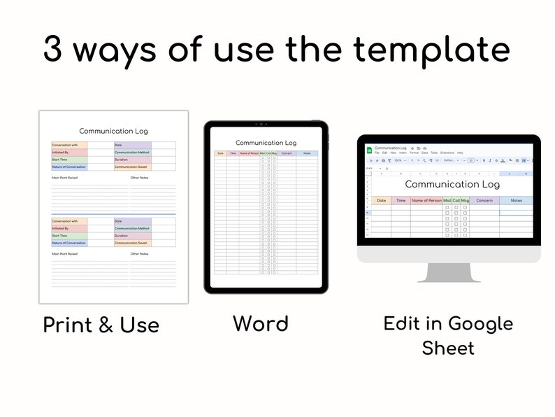 Printable Communication Log, Parent Communication Log, Call Log ...