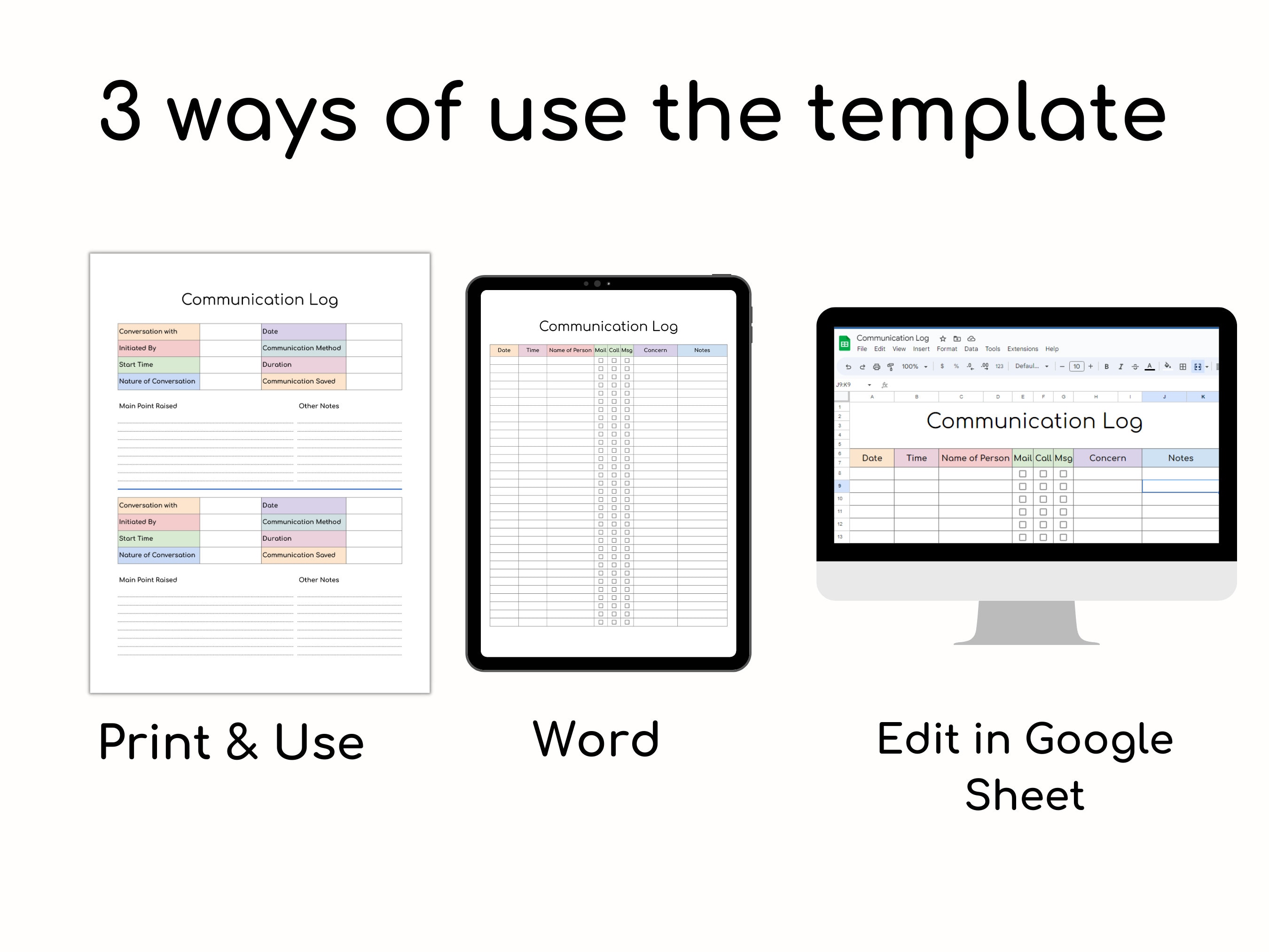 Printable Communication Log, Parent Communication Log, Call Log ...