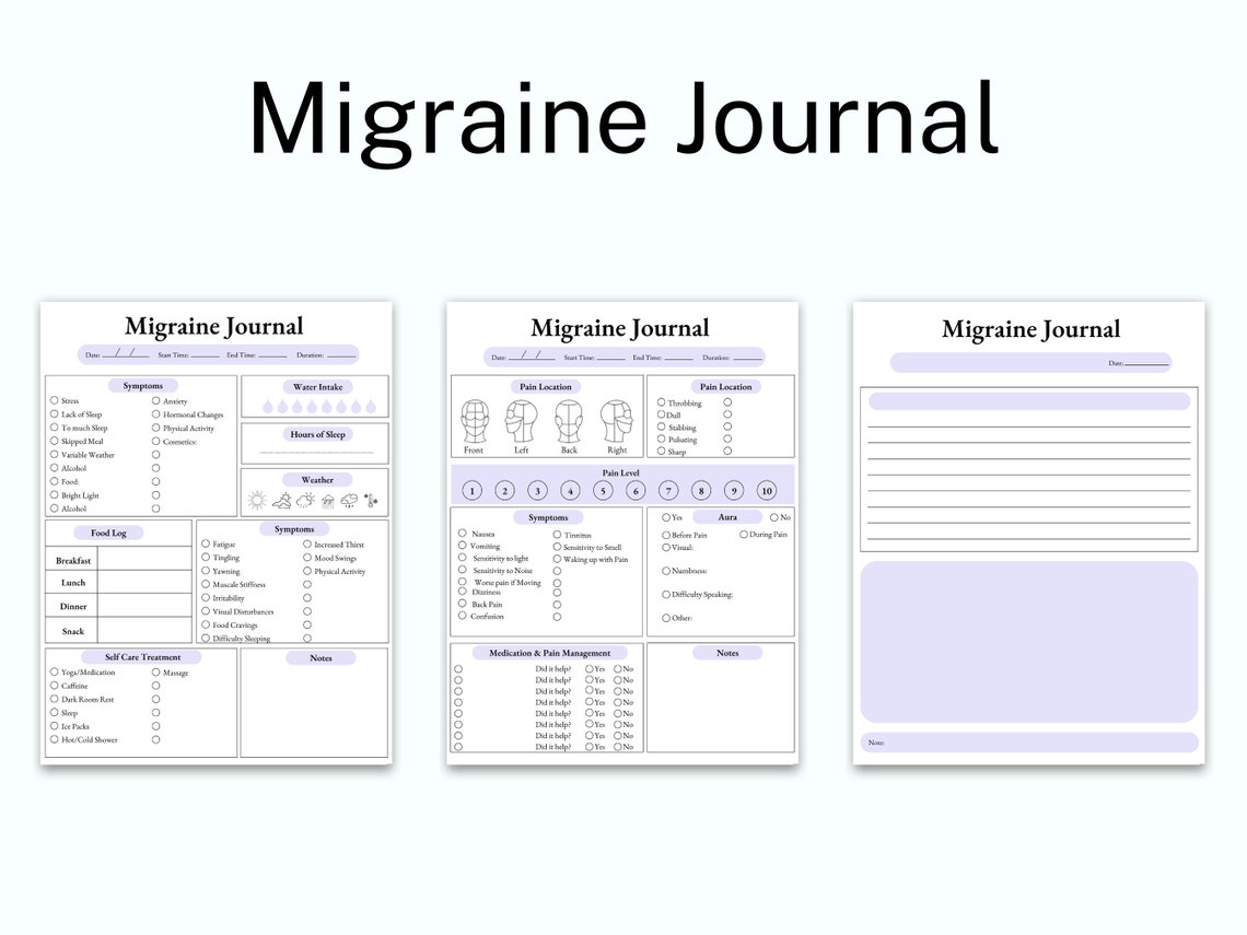 Migraine Tracker Printable, Symptom Tracker, Headache Diary, Daily ...