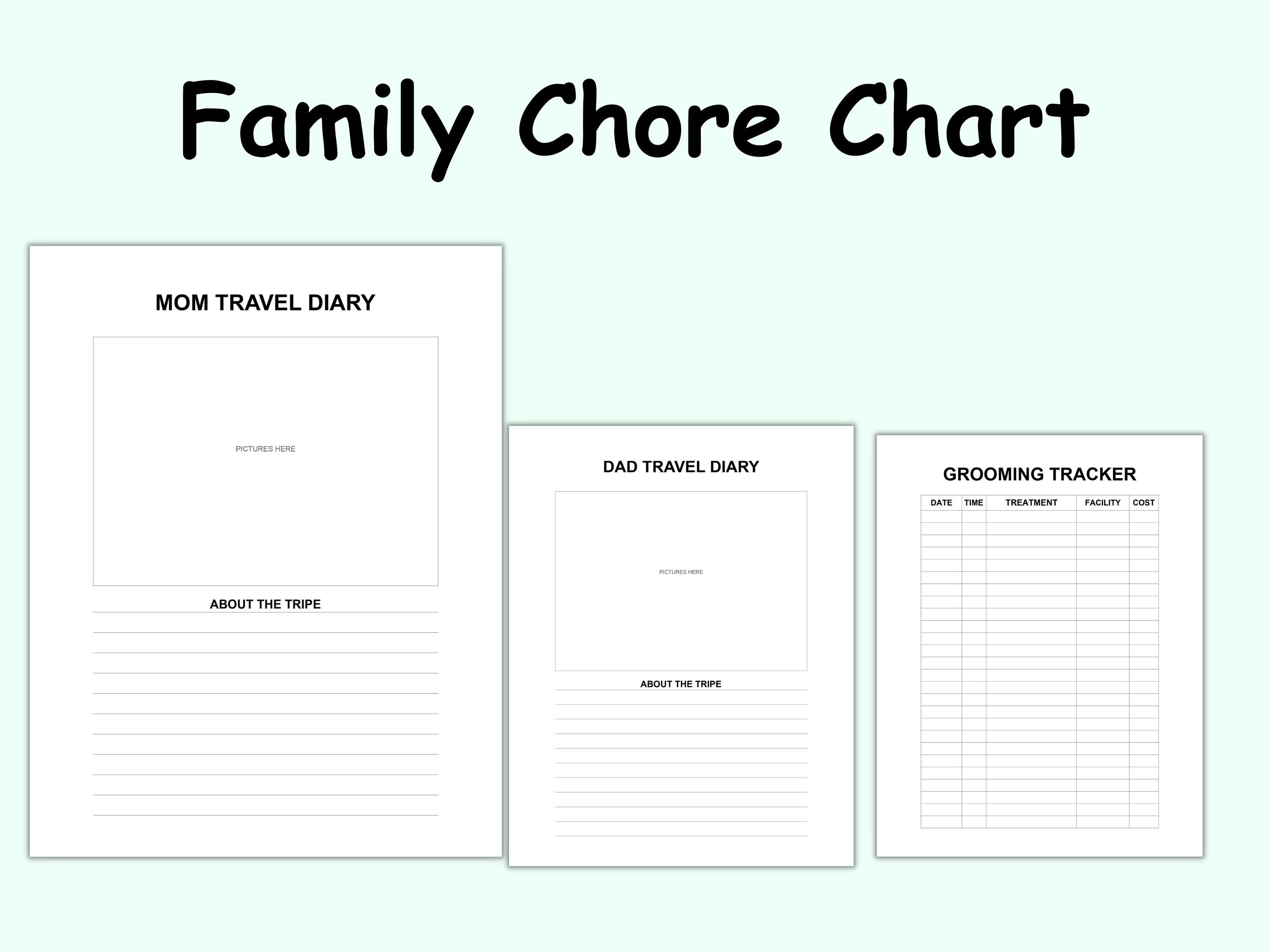 Family Chore Chart Checklist for Multiple Kids, Fly Lady Cleaning ...