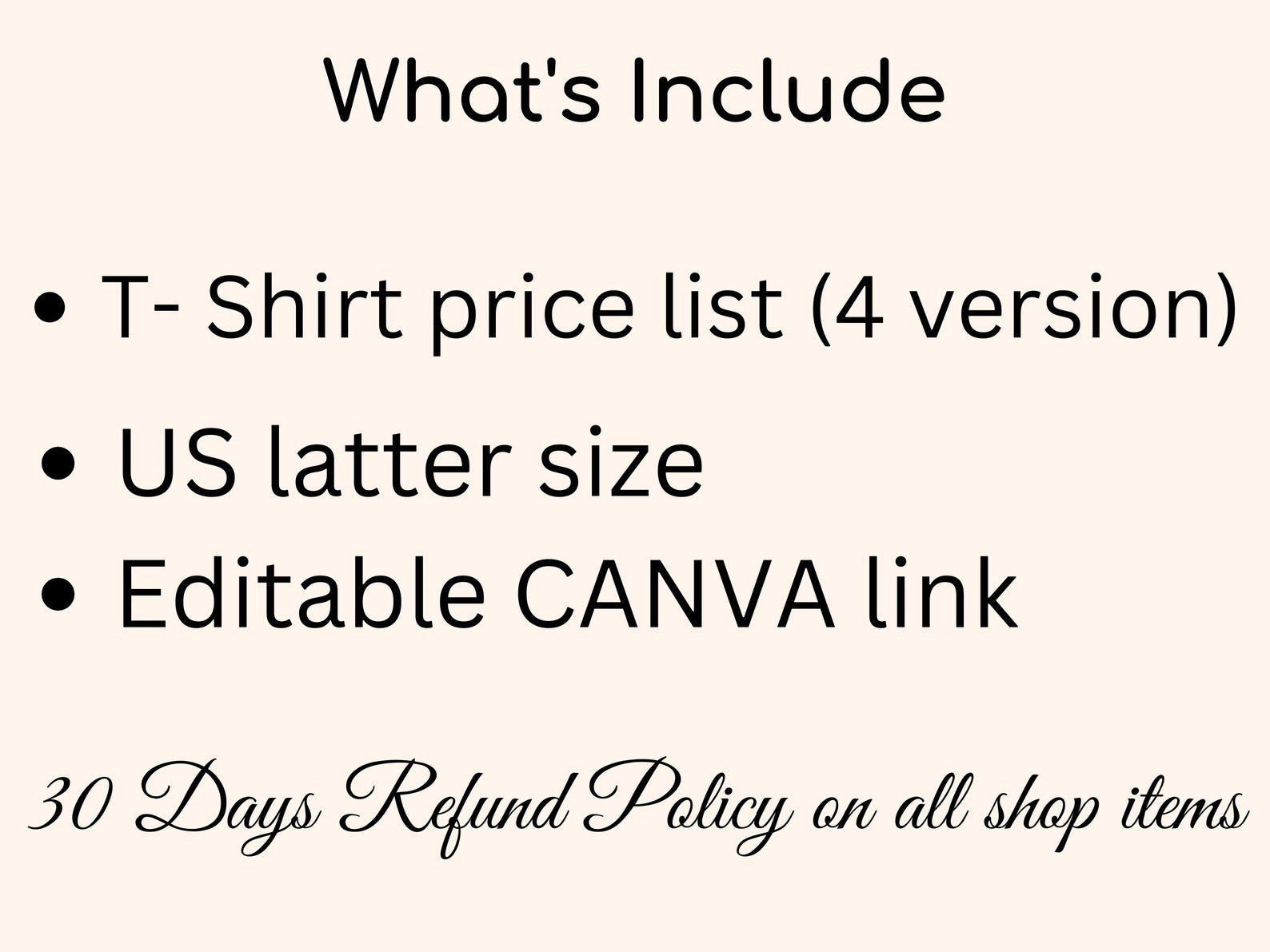 TSHIRT Price List Template, Price List, Shirt Order Form, Price Chart ...