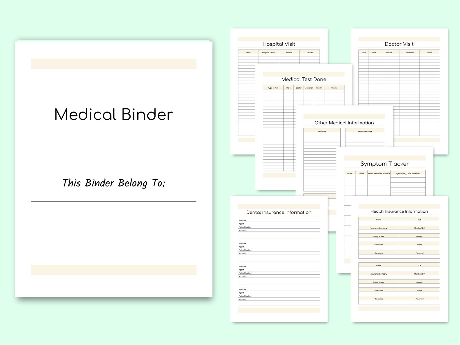 Medical Log, Medical Binder, Medical Planner Printable, Medical History ...