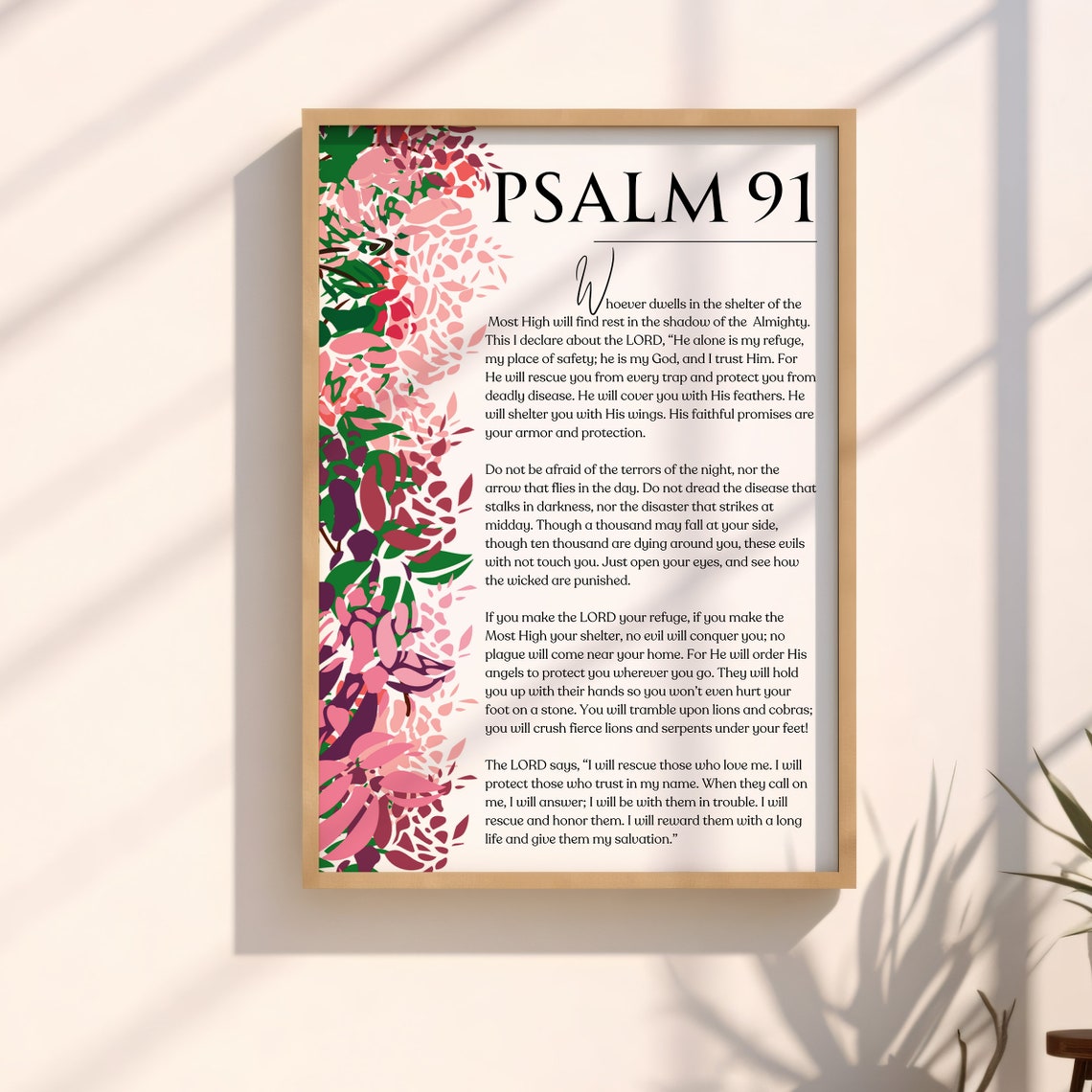 Psalm 91 God's Protection, Instant Download Christian Wall Art Bible ...
