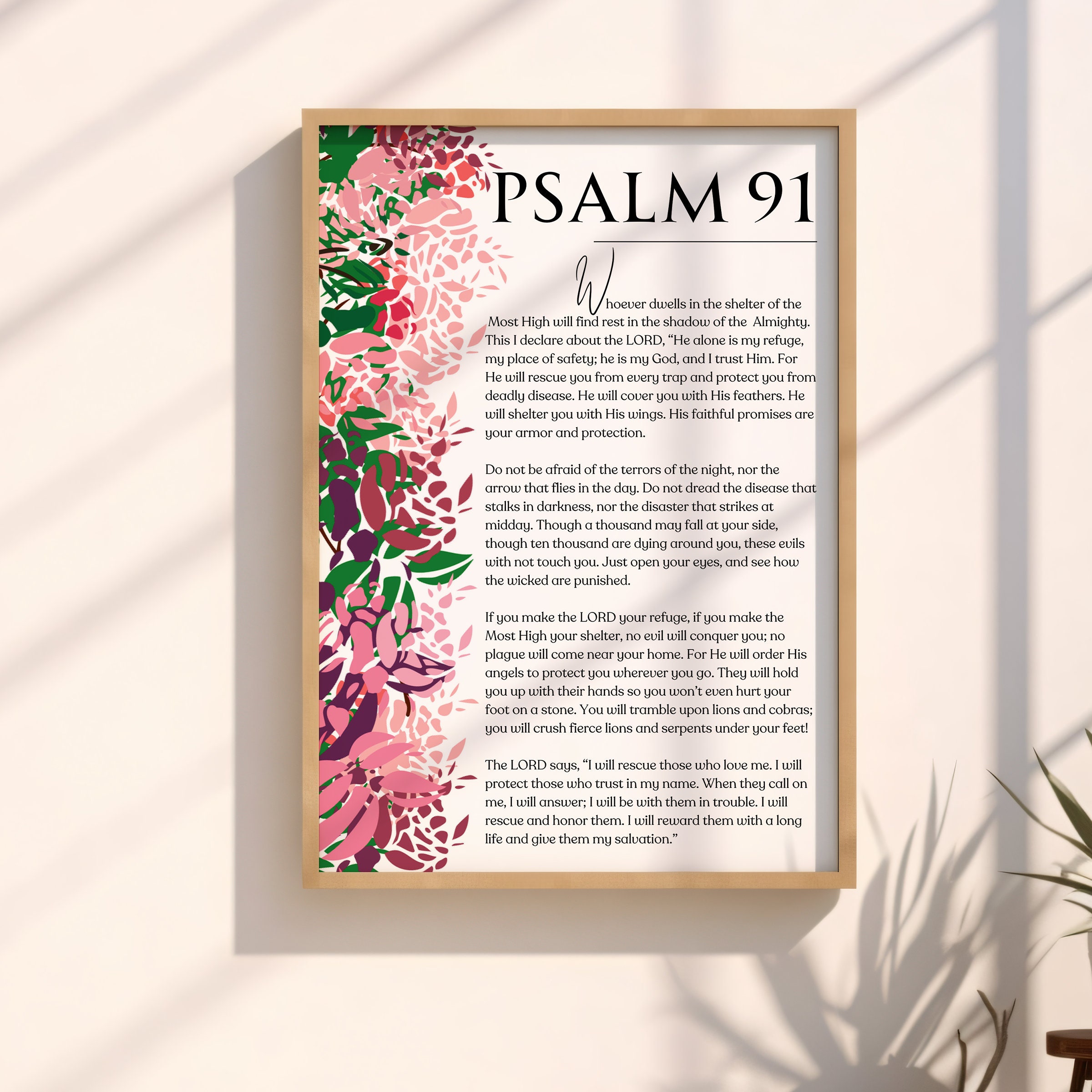 Psalm 91 God's Protection, Christian Wall Art Poster | Bible Scripture ...