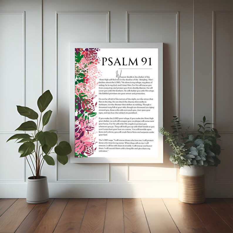 Psalm 91 God's Protection, Christian Wall Art Poster | Bible Scripture ...