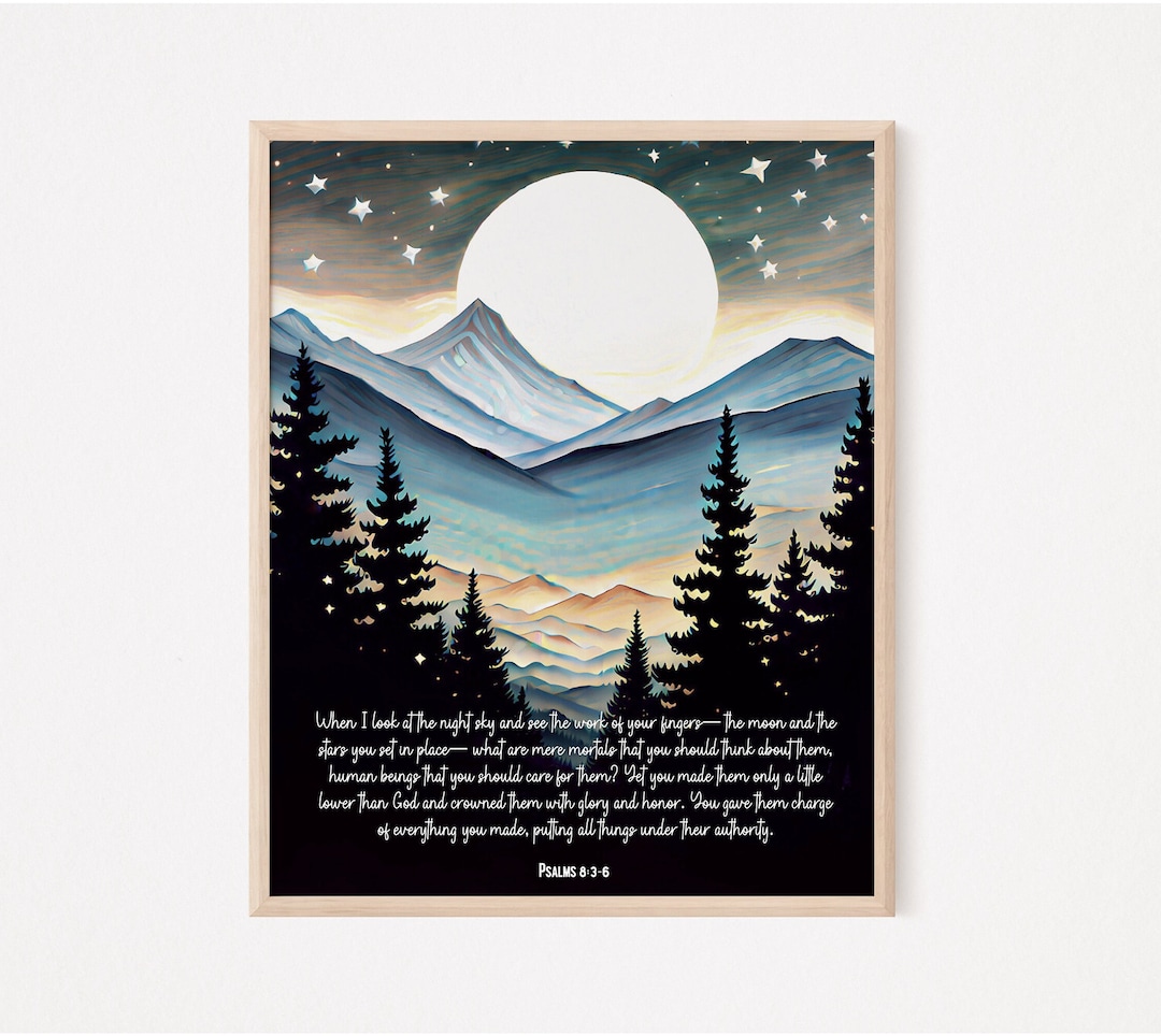 Psalms 8:3-6, Bible Verse Wall Art, Christian Scripture Home Decor ...