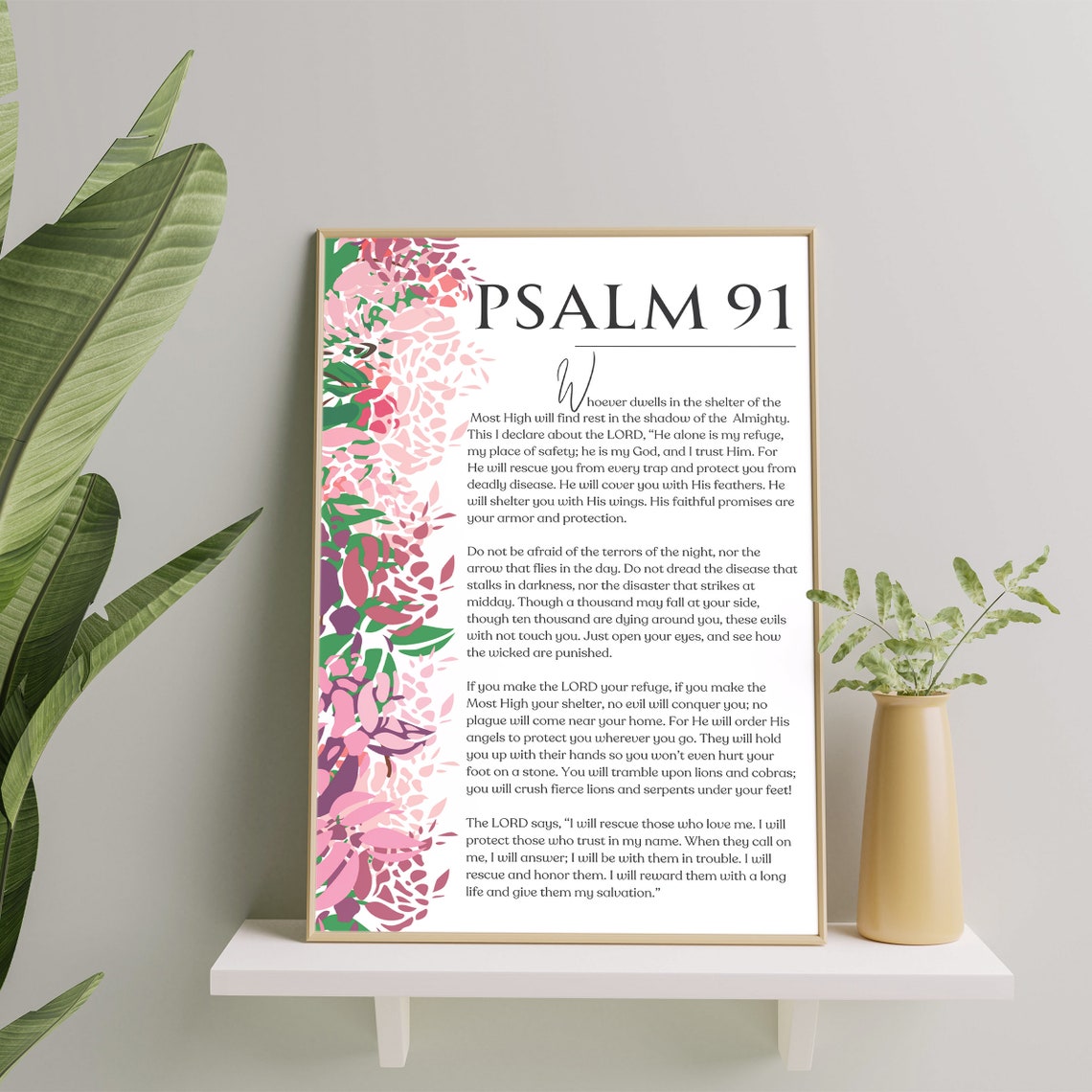 Psalm 91 God's Protection, Christian Wall Art Poster | Bible Scripture ...