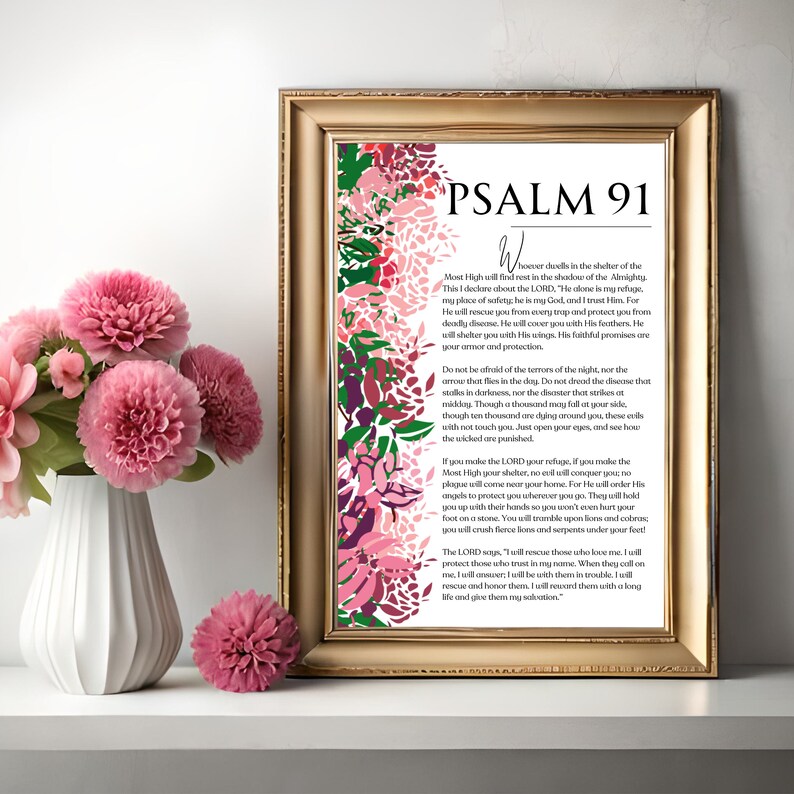 Psalm 91 God's Protection, Christian Wall Art Poster | Bible Scripture ...