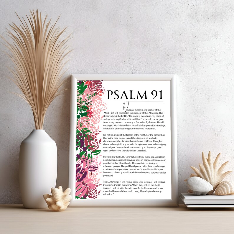Psalm 91 God's Protection, Christian Wall Art Poster | Bible Scripture ...