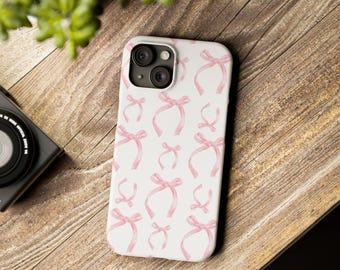 Pink Ribbon Phone Case, Light Pink Bow, Chic iPhone Case, Soft Girl Aesthetic, Coquette Phone ...
