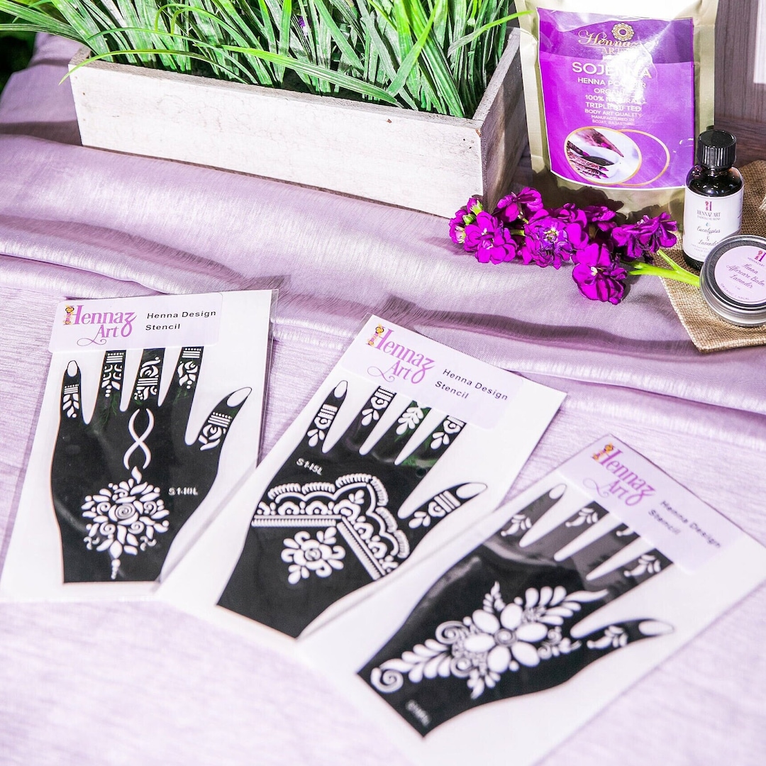 Henna Stencil, Stencils, Henna Tattoo, Mehndi Stencil, 3 Henna Stencil ...