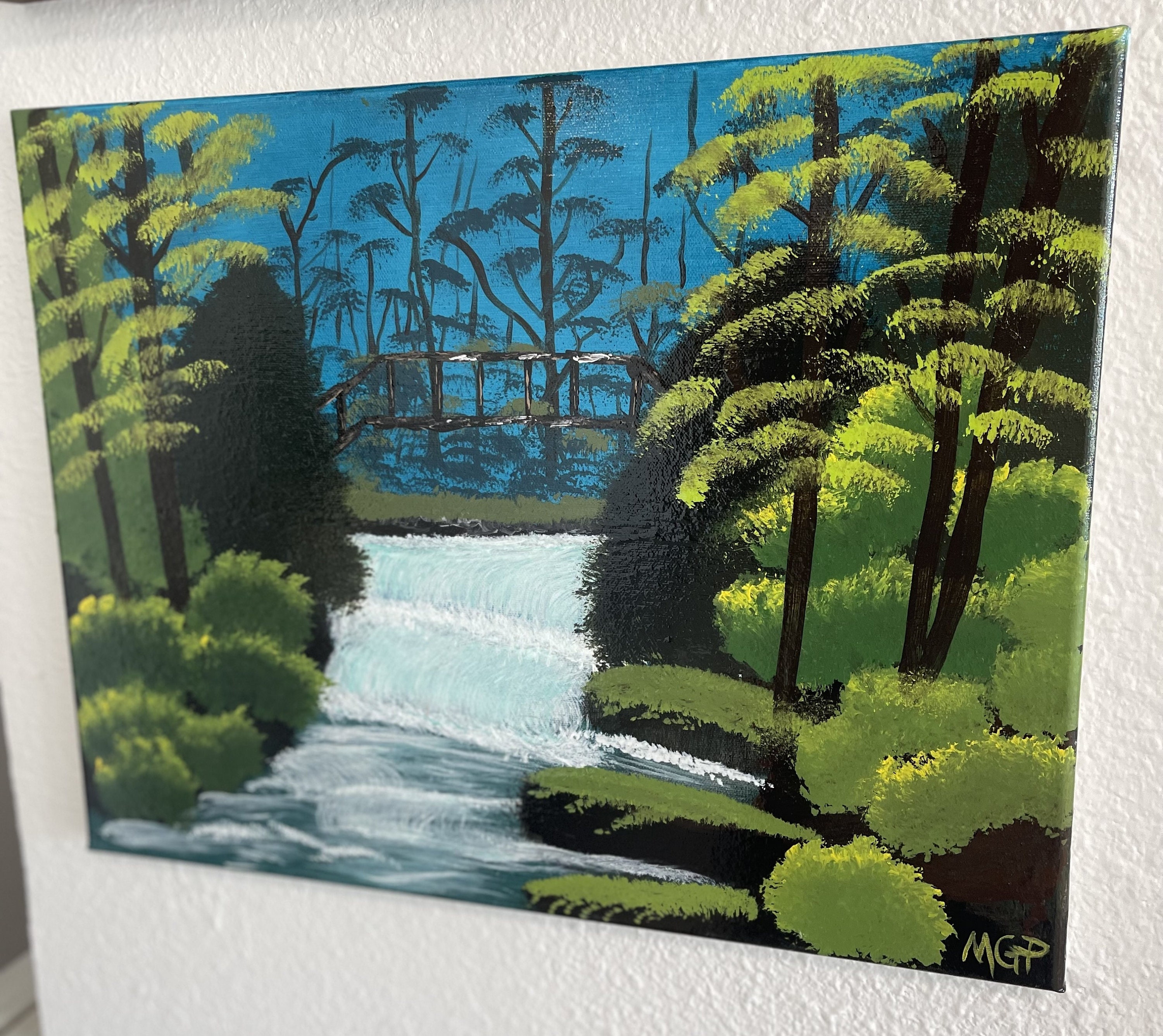 Forest River Bridge is an Original Acrylic Painting on 18"x14 ...