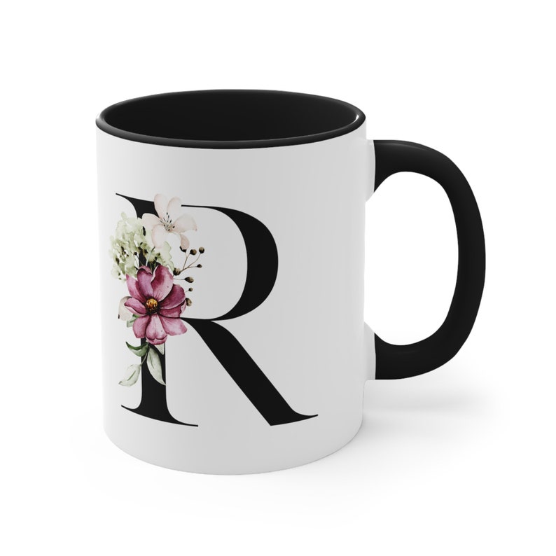 Beautiful Pastel Floral Monogrammed Personalized Letter R Mug 11 Ounce ...