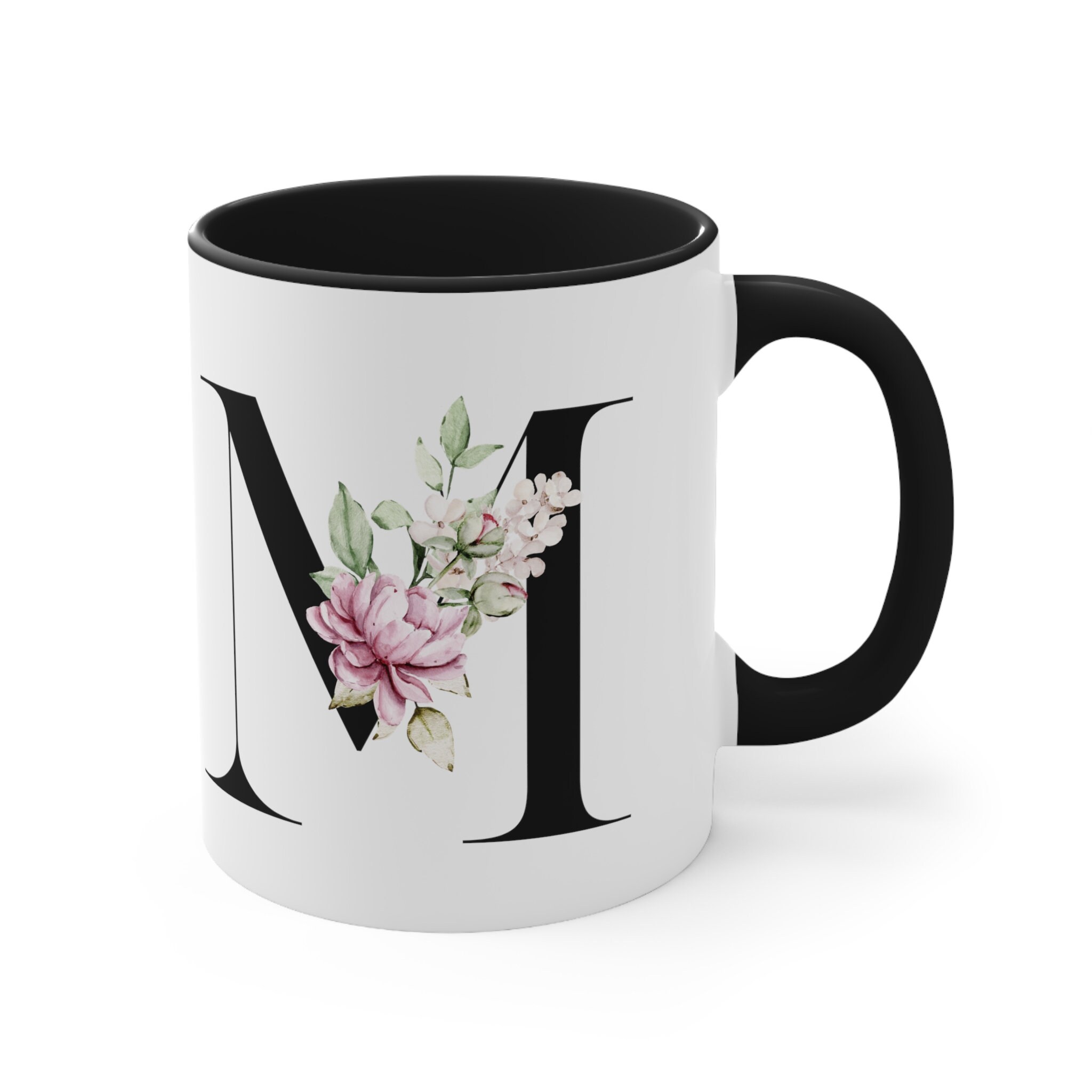 Beautiful Pastel Floral Monogrammed Personalized 11 Ounce Letter M Mug ...