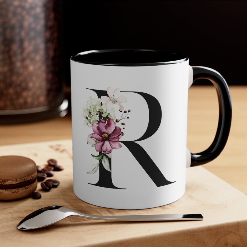Beautiful Pastel Floral Monogrammed Personalized Letter R Mug 11 Ounce ...