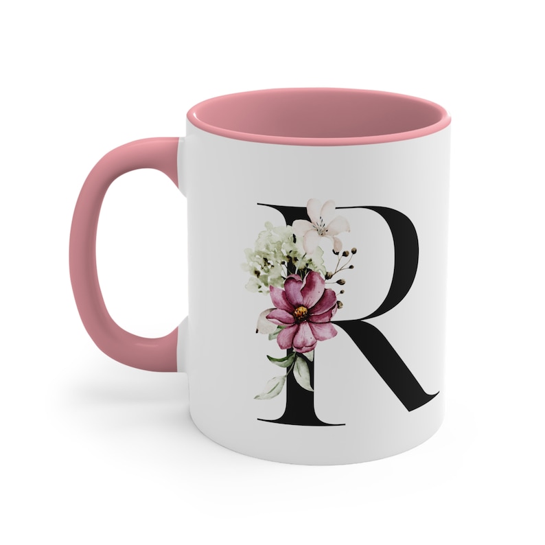 Beautiful Pastel Floral Monogrammed Personalized Letter R Mug 11 Ounce ...
