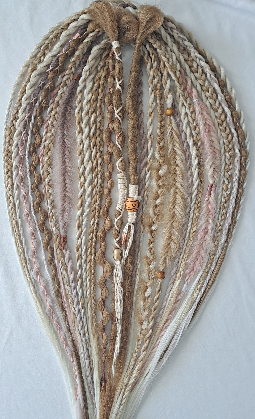 Boho Blush Dreadlock Extensions With Fishtail Braid Accents. Double ...