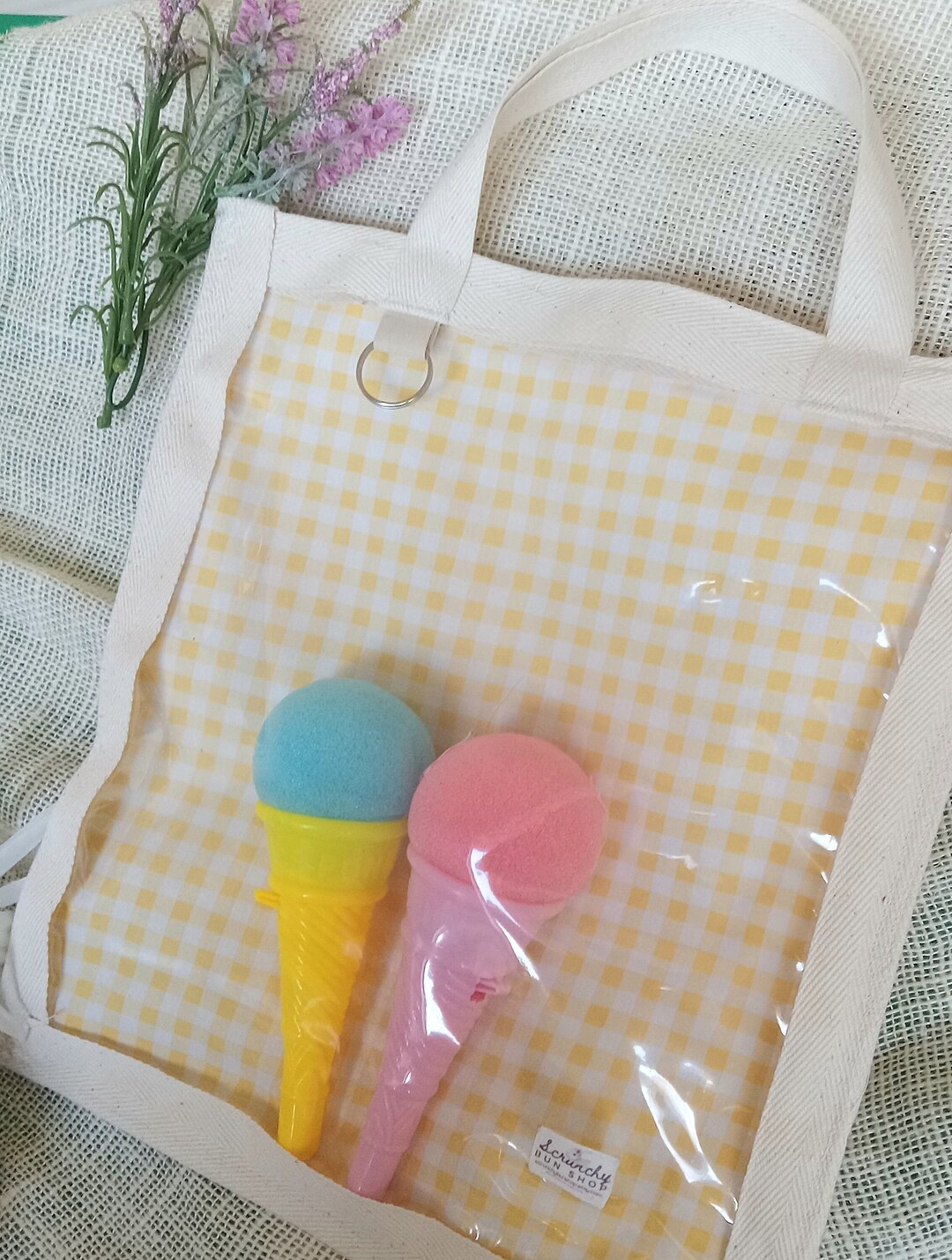 Summer Beach Kids See Through Toy Gingham Tote, Play Activity Clear ...