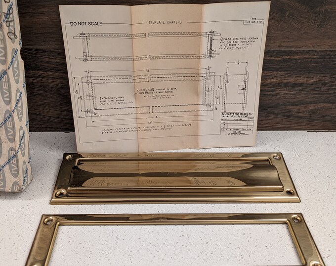 Vintage 1970's Solid Brass Mail Slot // New in Original Box // 2 Piece ...