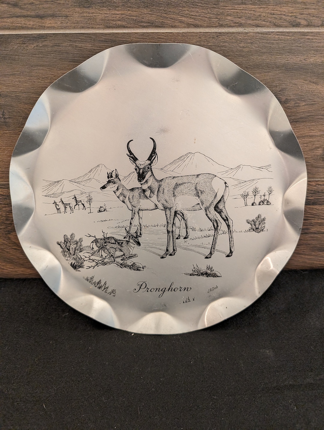 Vintage Stylemaster Tray-plaque Set of 2 Aluminum Trays With Pronghorn ...