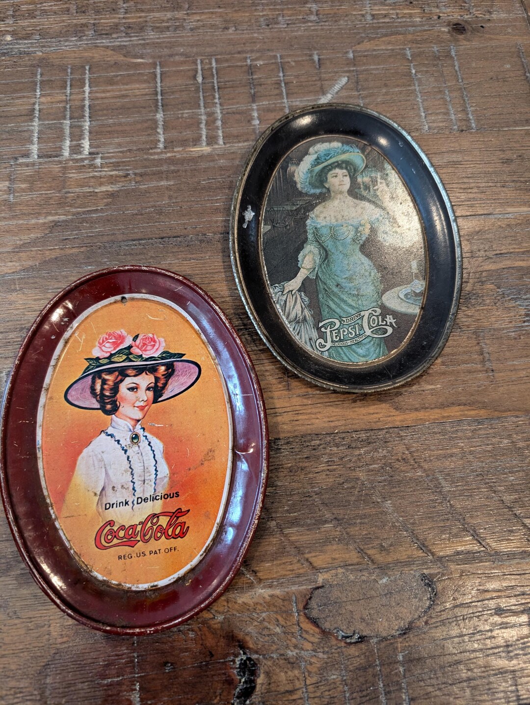 Two Vintage Advertising Trays, Tip Trays or Small Serving Trays: Coca ...