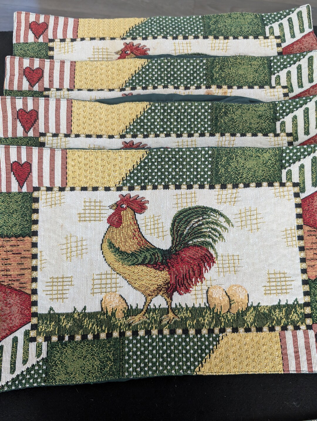 Set of Four Tapestry Rooster Placemats // Fall & Autumn Decor ...