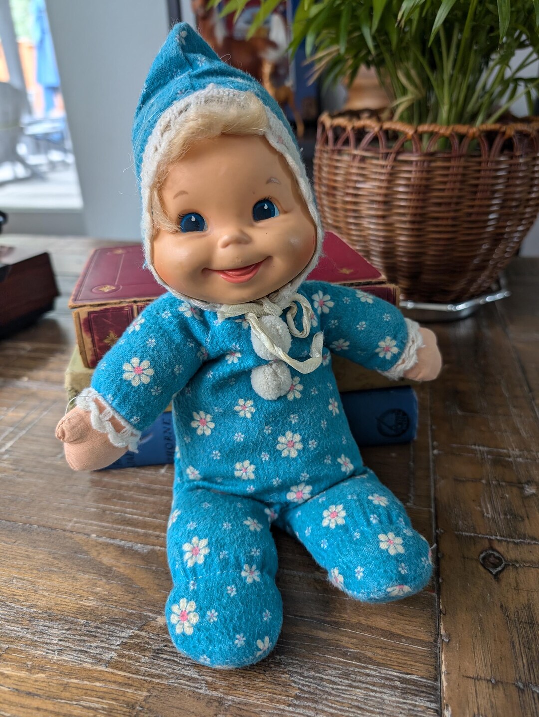 Vintage 1970 Mattel Blue Floral Booful Beans // Bean Bag Baby Doll ...