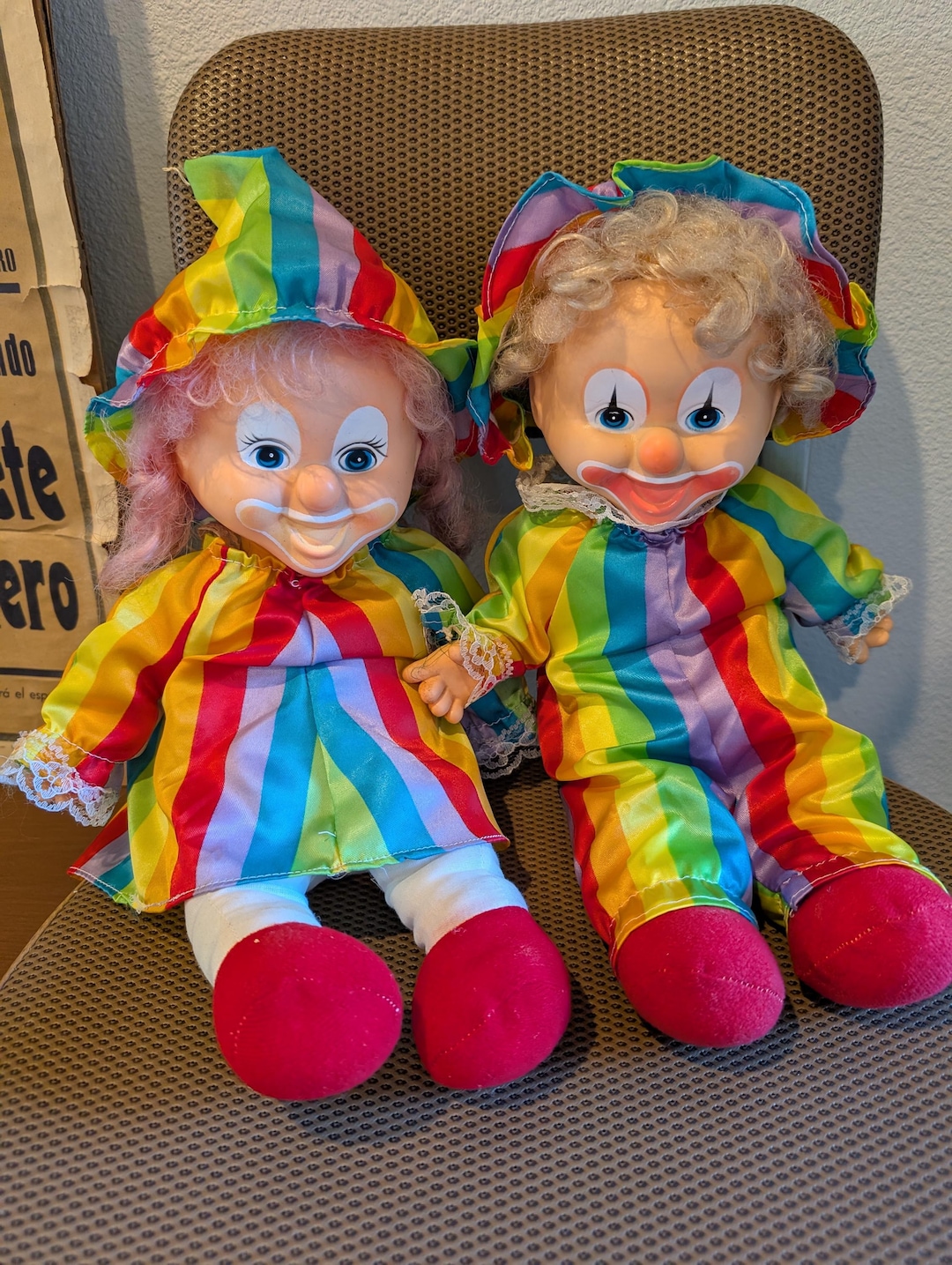 Vintage Davidcraft Co. /boy & Girl Clowns Plastic Faces 1987 10" Soft ...