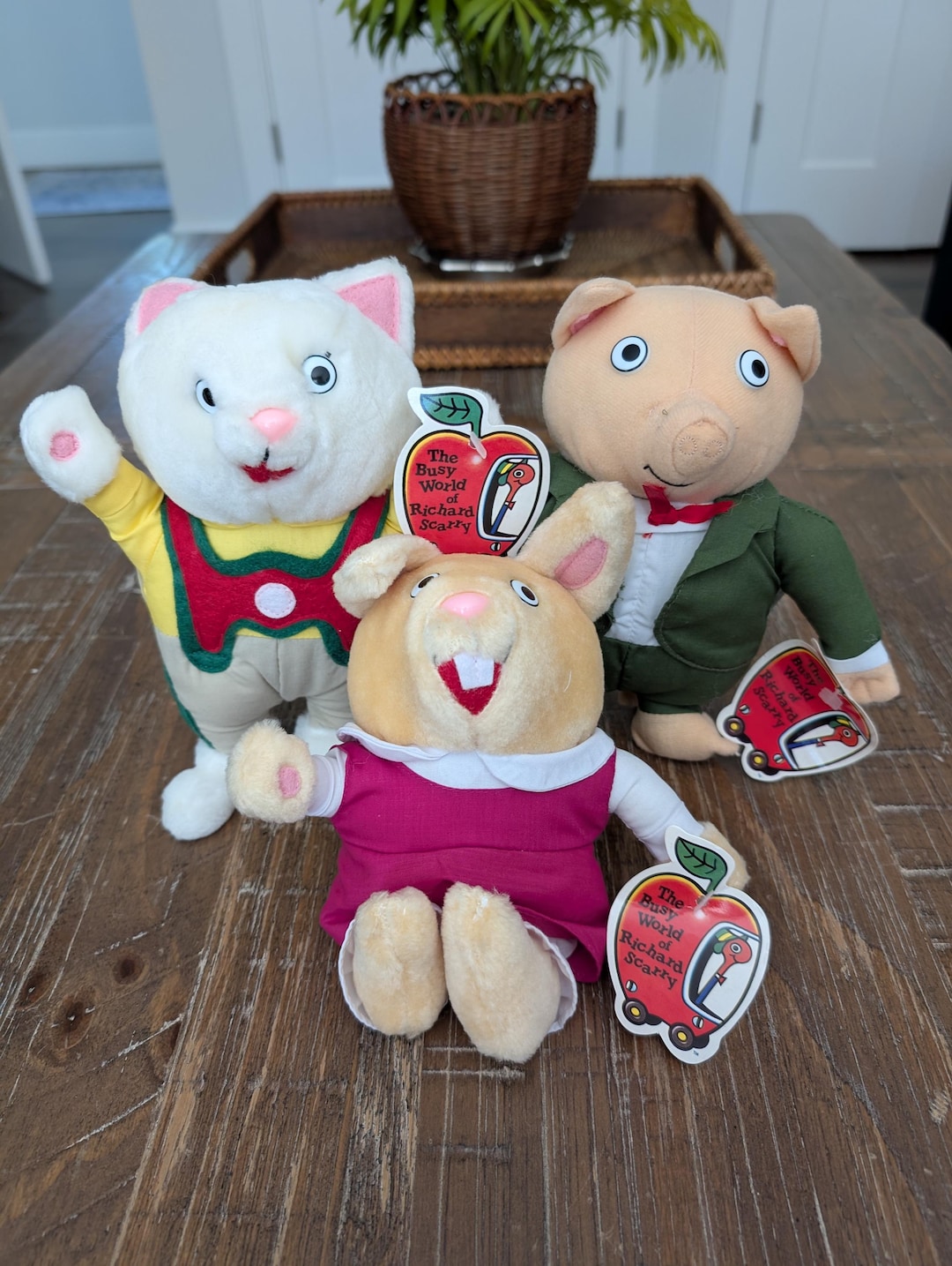 1992 the Busy World of Richard Scarry Set of Three 8" Plush Toys ...