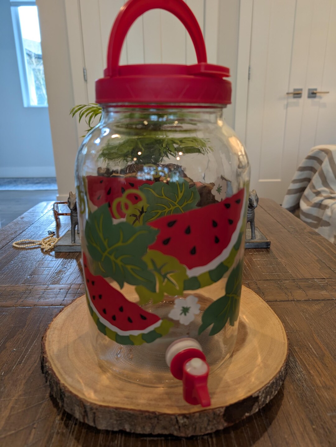 Vintage Sun Tea Jar Pitcher Watermelon Design 1 Gallon With Lid ...