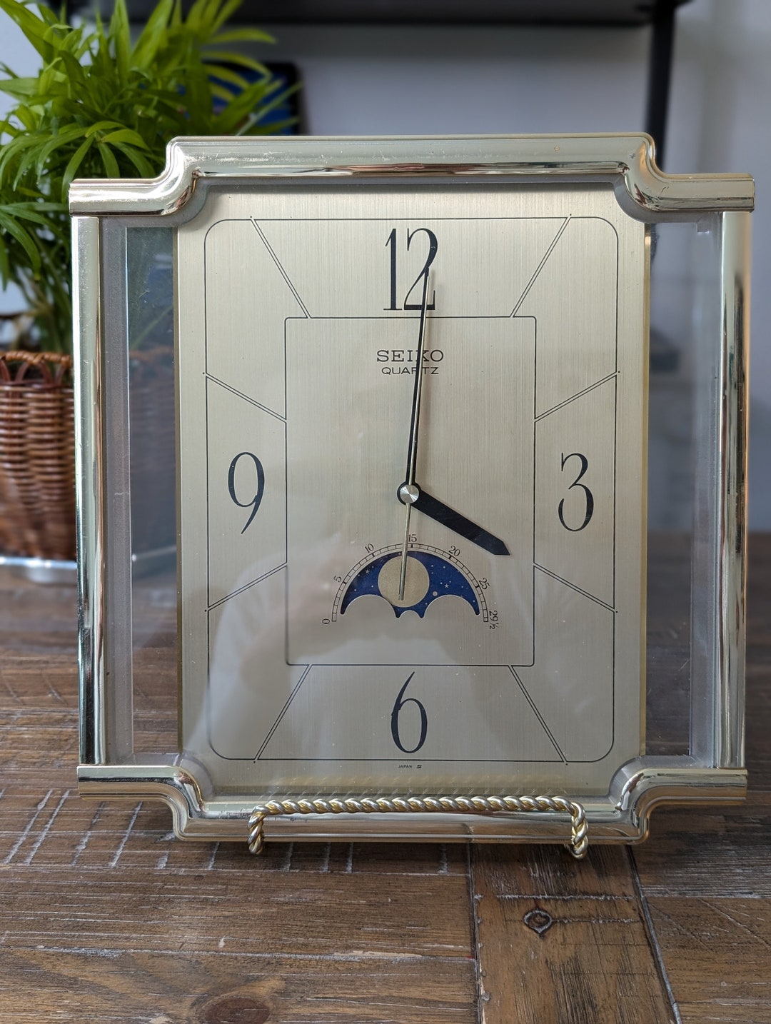 1980's Seiko Quartz Moon Phase Wall Clock // Gold Tone Trim // WORKS ...
