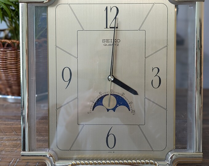 1980's Seiko Quartz Moon Phase Wall Clock // Gold Tone Trim // WORKS ...