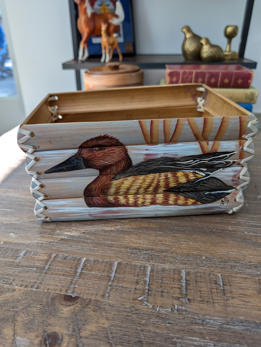 Vintage Split Wood Crate With Hand Painted Duck // Duck Theme All ...