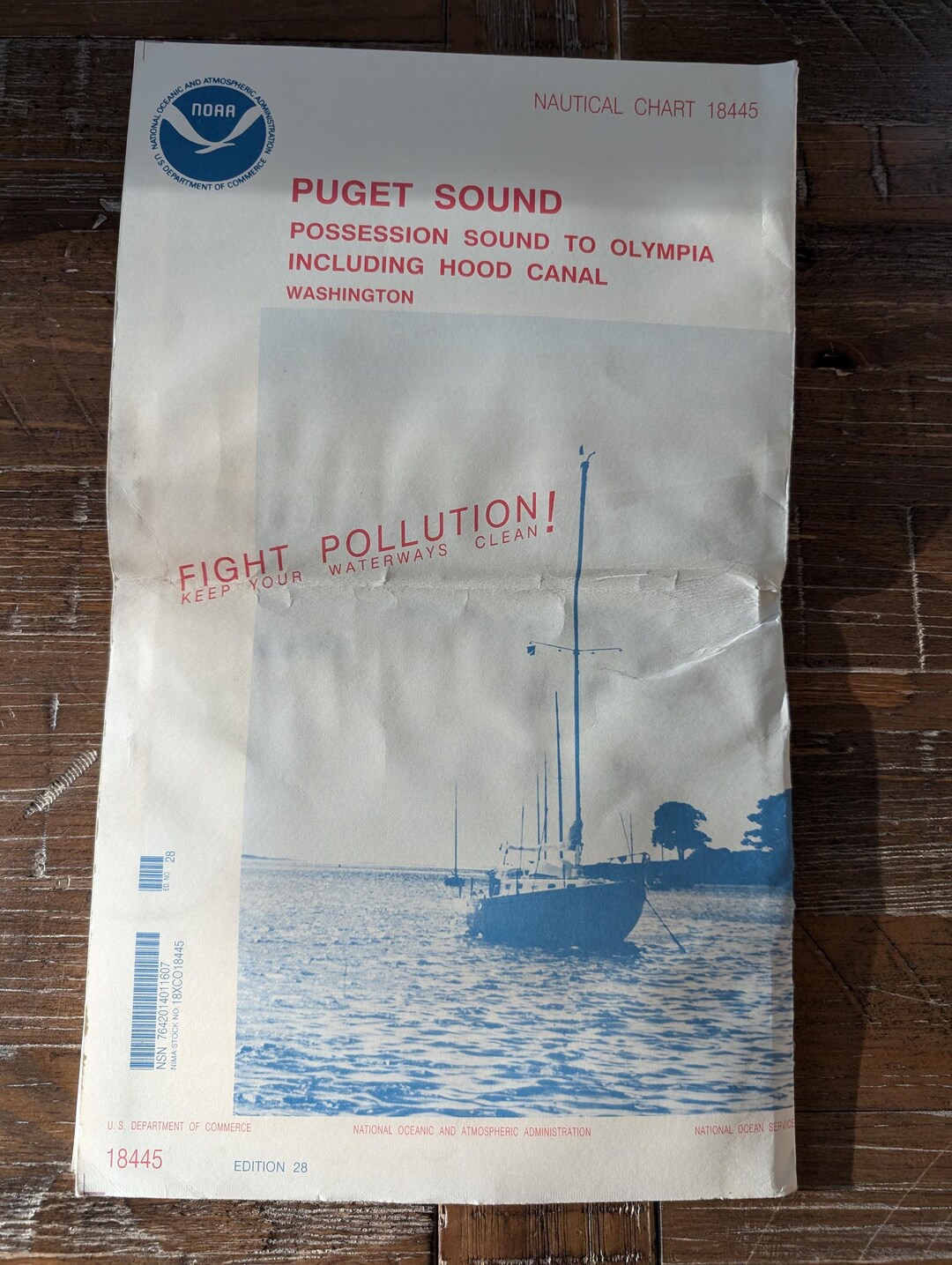 Vintage 1989 NOAA Nautical Chart 18445 Puget Sound // Navigation Guide ...
